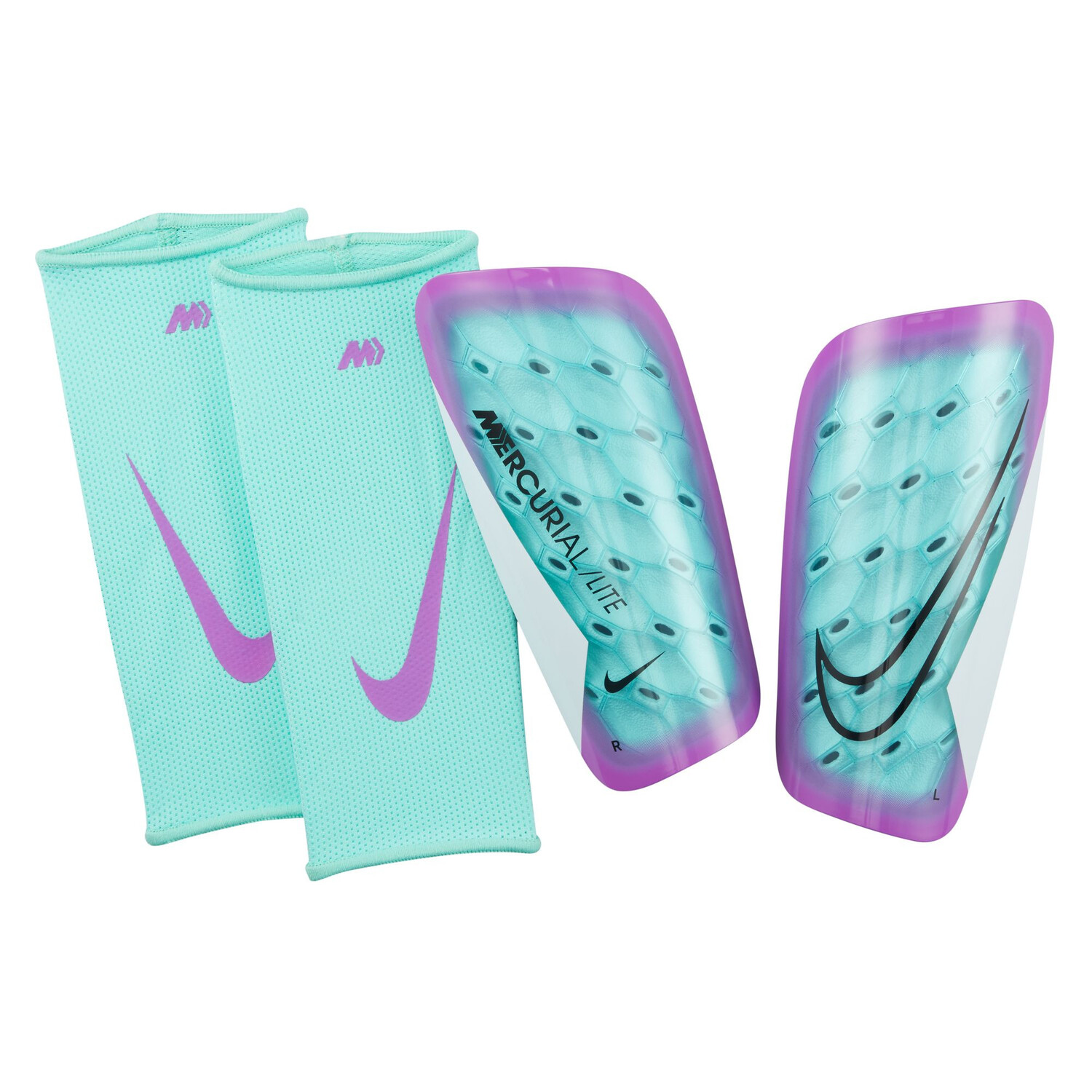 Protège tibias Nike Mercurial Lite turquoise violet sur Foot.fr